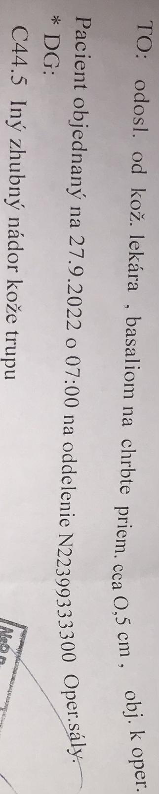 Basaliom nádor - Modrý koník